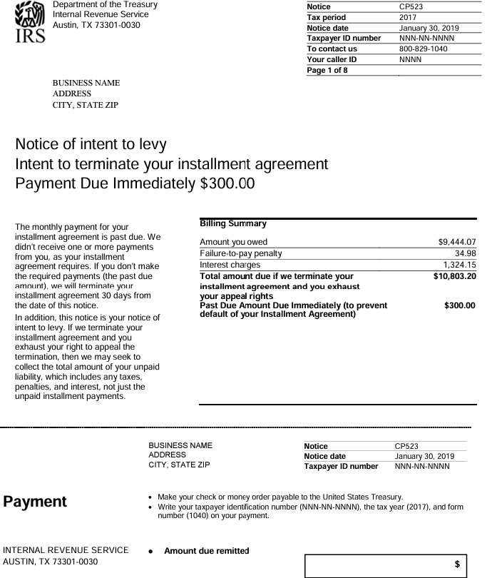 What is a CP523 Notice?