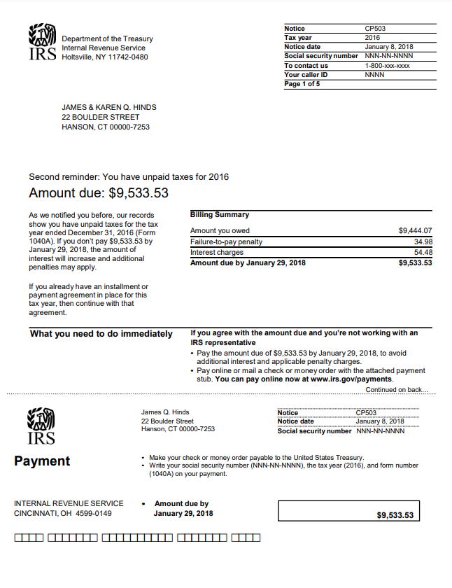 What is a CP503 Notice?