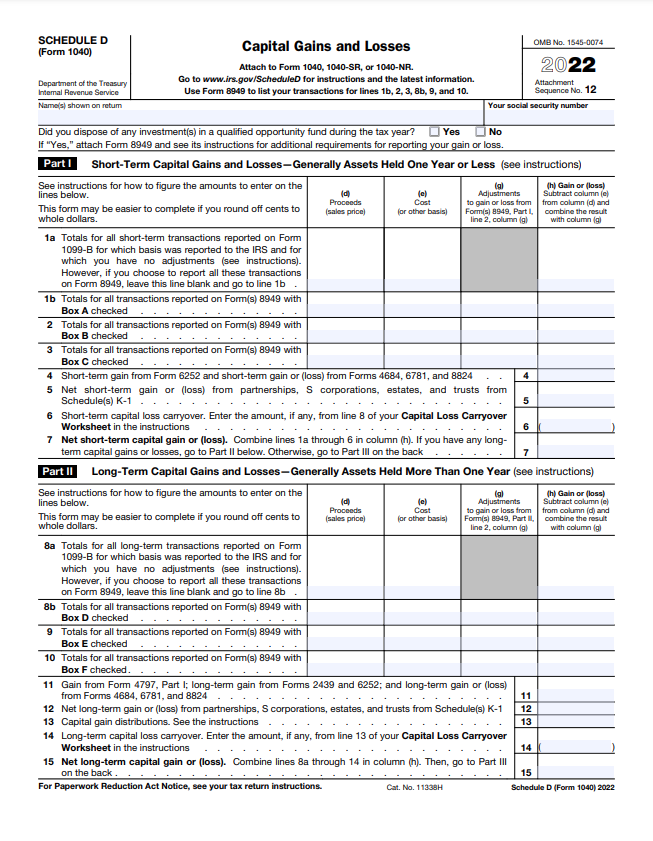 What is IRS Form 1040 Schedule D?