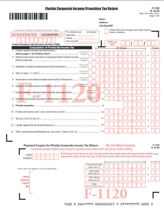 What is FL Form F-1120?