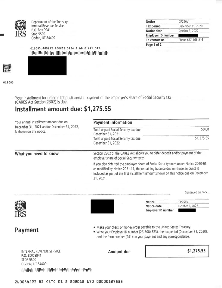 What is a CP256V Notice?