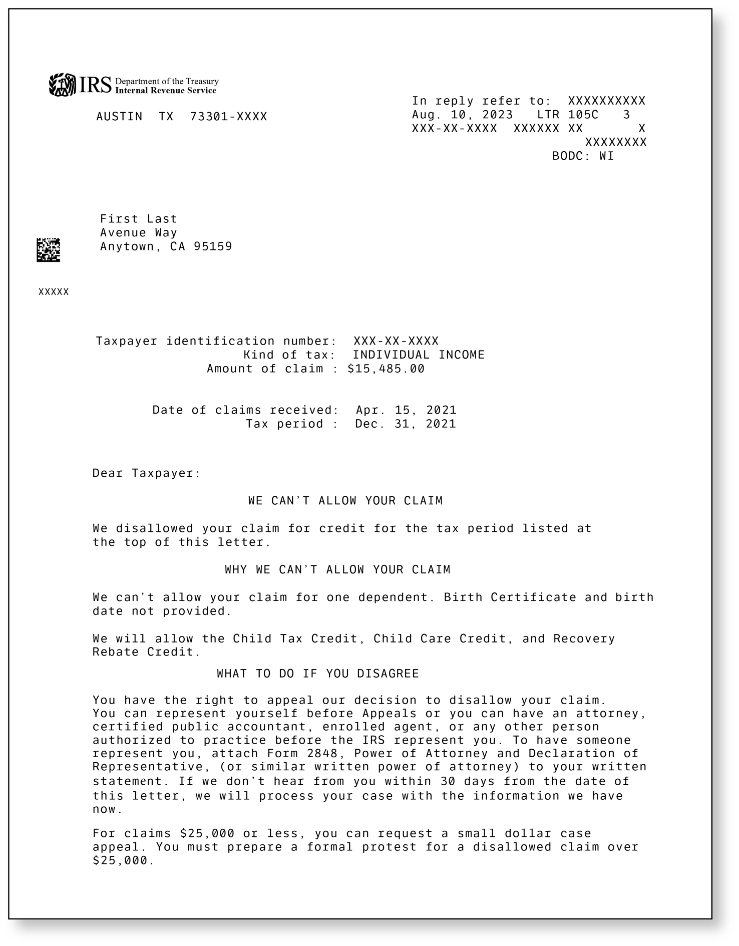 What is a LTR105C Notice?