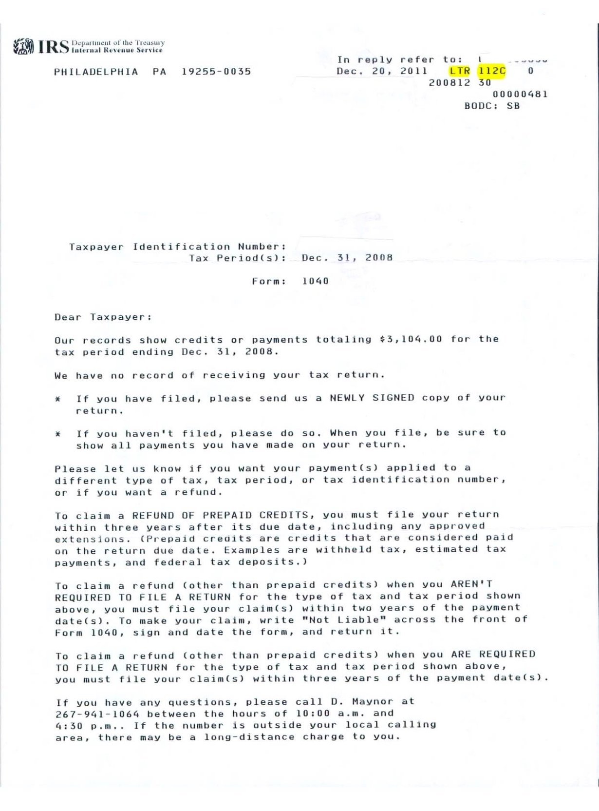 What is a LTR112C Notice?