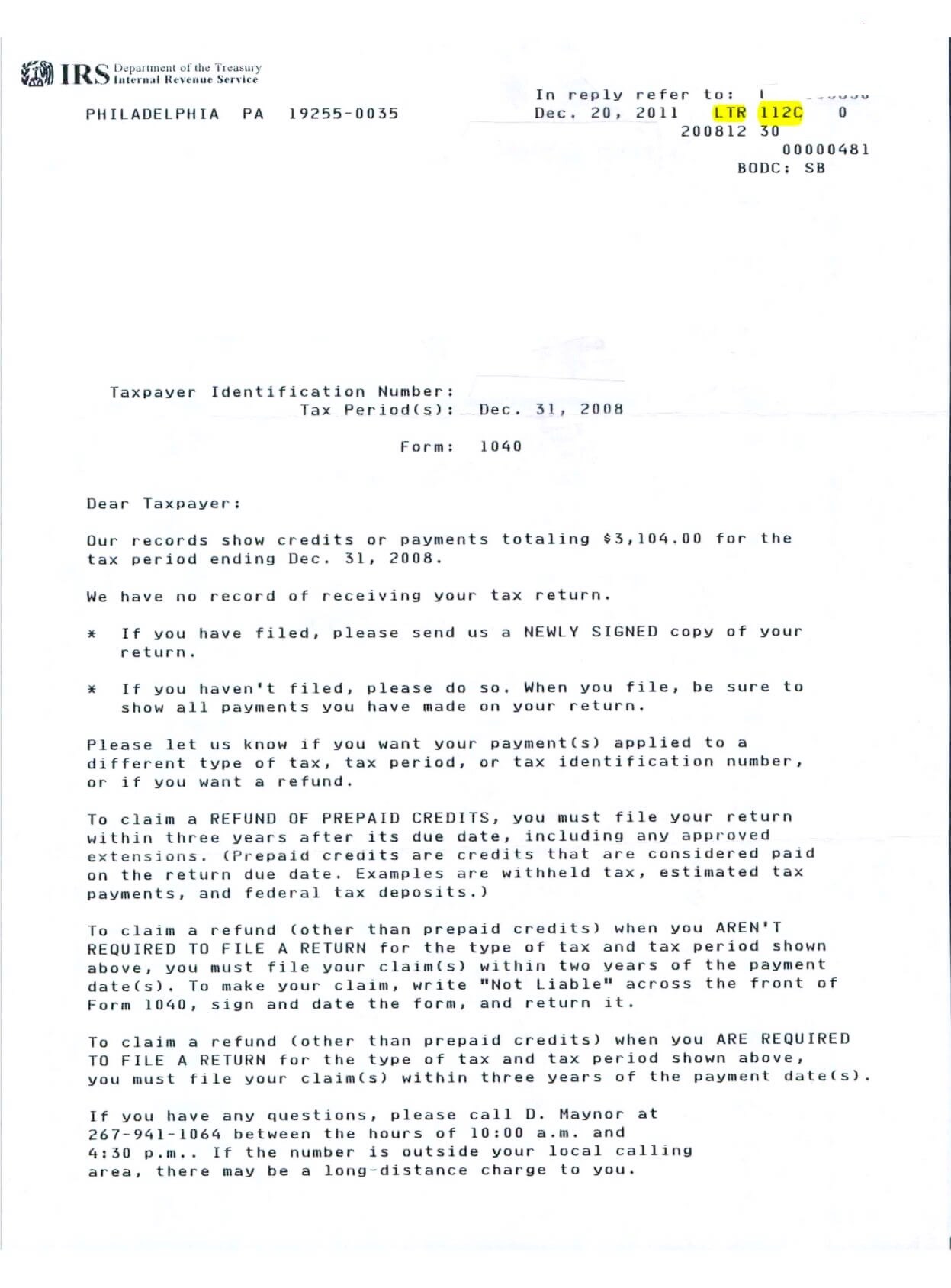 What is a LTR112C Notice?