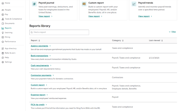 How do I pull my payroll report from Gusto?