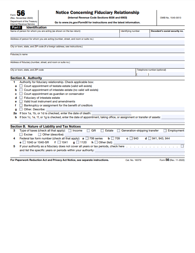 What is IRS Form 56?