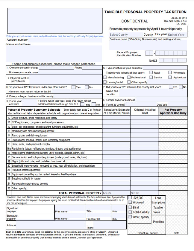What is FL Form DR-405?