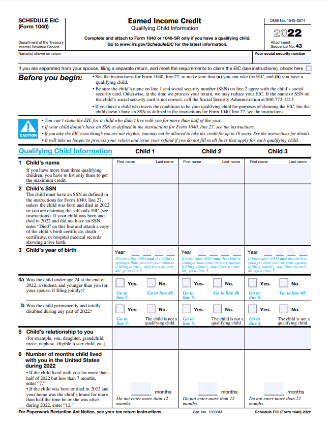 What is IRS Form 1040 Schedule EIC?