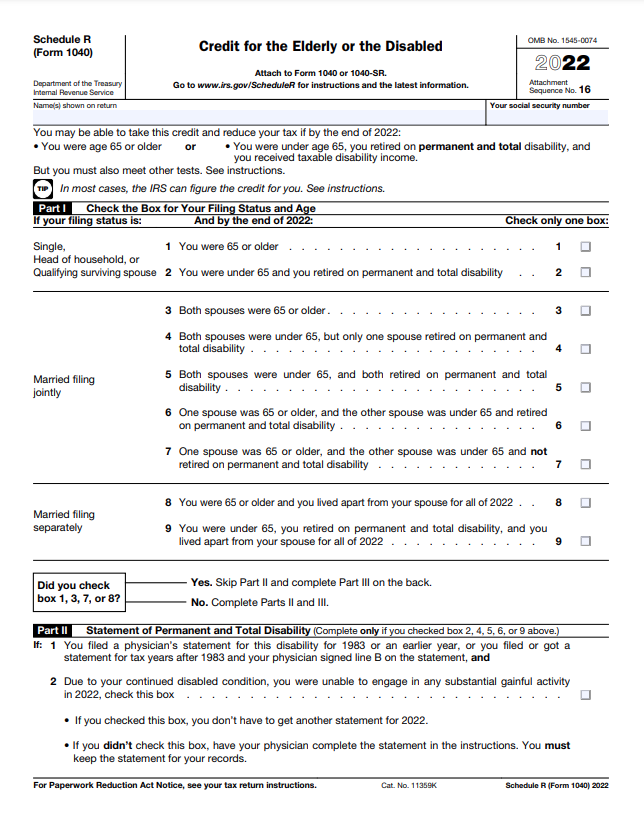 What is IRS Form 1040 Schedule R?
