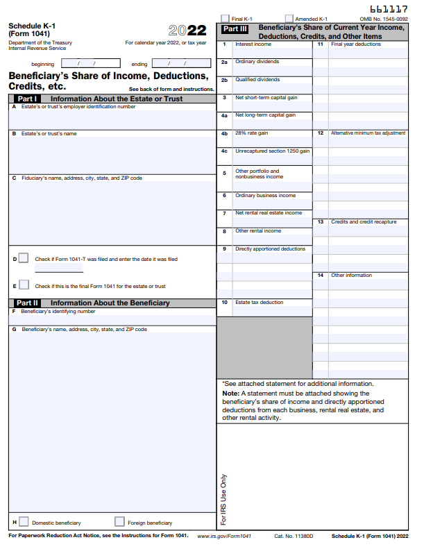What is IRS Form 1041 Schedule K-1?