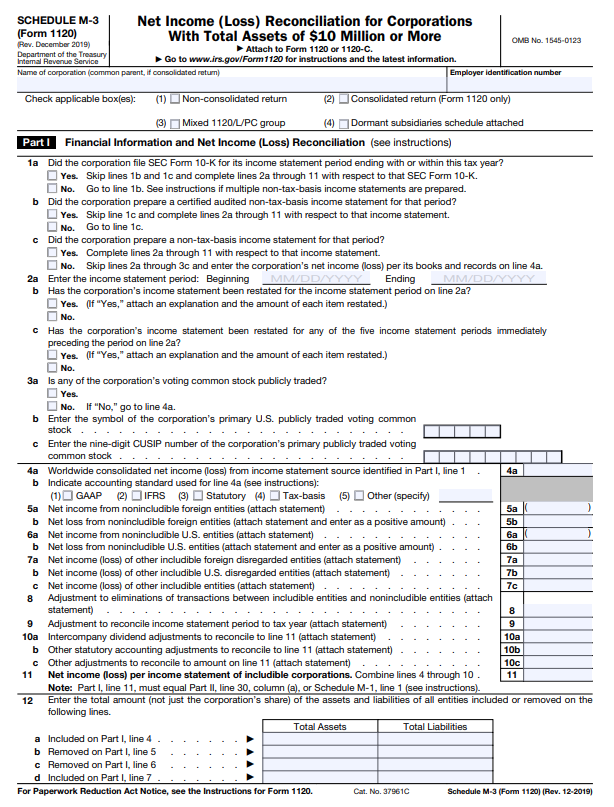 What is IRS Form 1120 Schedule M-3?