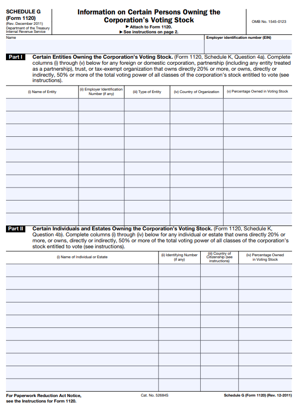 What is IRS Form 1120 Schedule G?