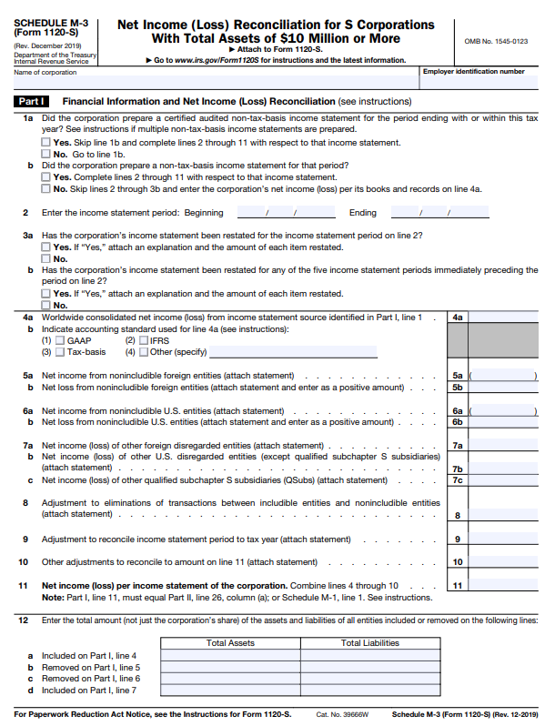 What is IRS Form 1120S Schedule M-3?