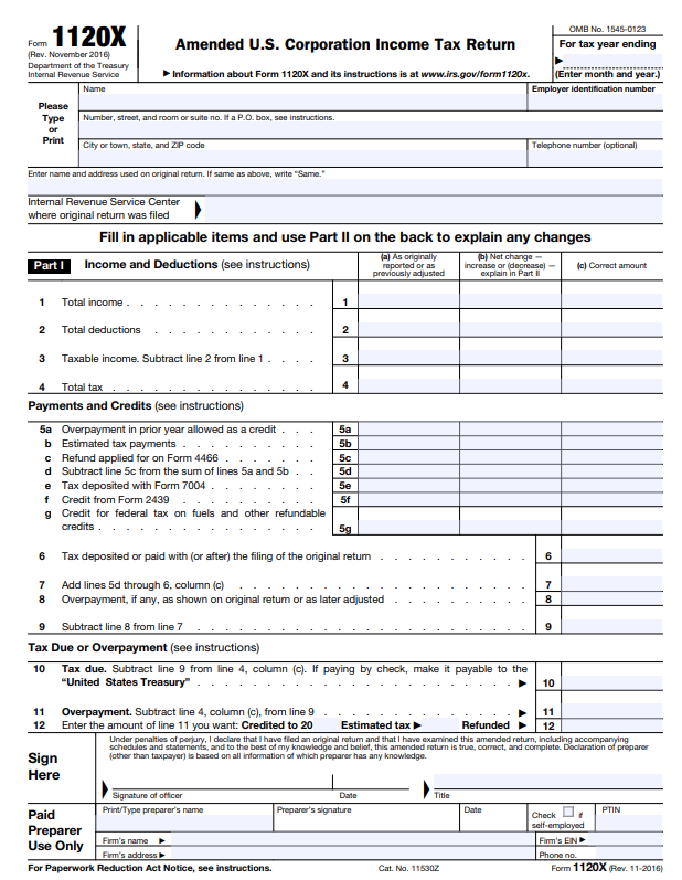 What is IRS Form 1120X?