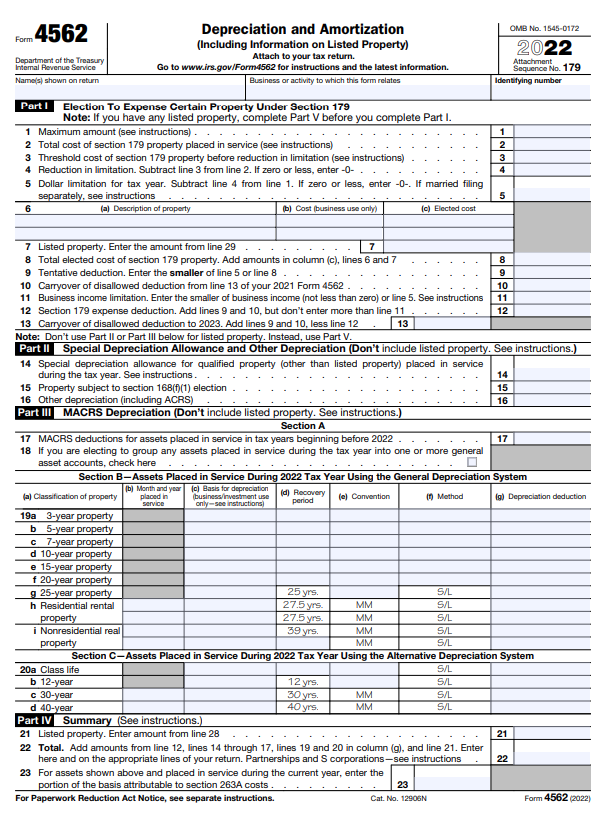What is IRS Form 4562?
