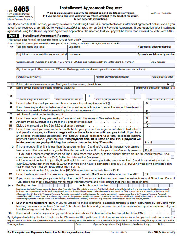 What is IRS Form 9465?