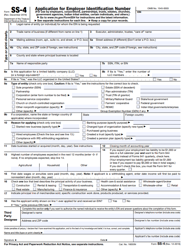 What is IRS Form SS-4?